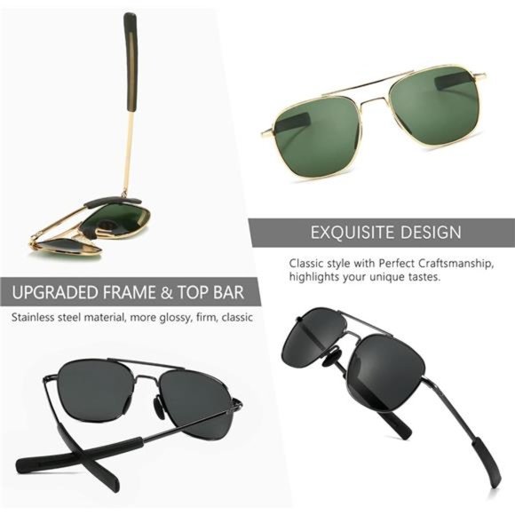Accessories | Mens Military Style Polarized Pilot Aviator Sunglasses ...